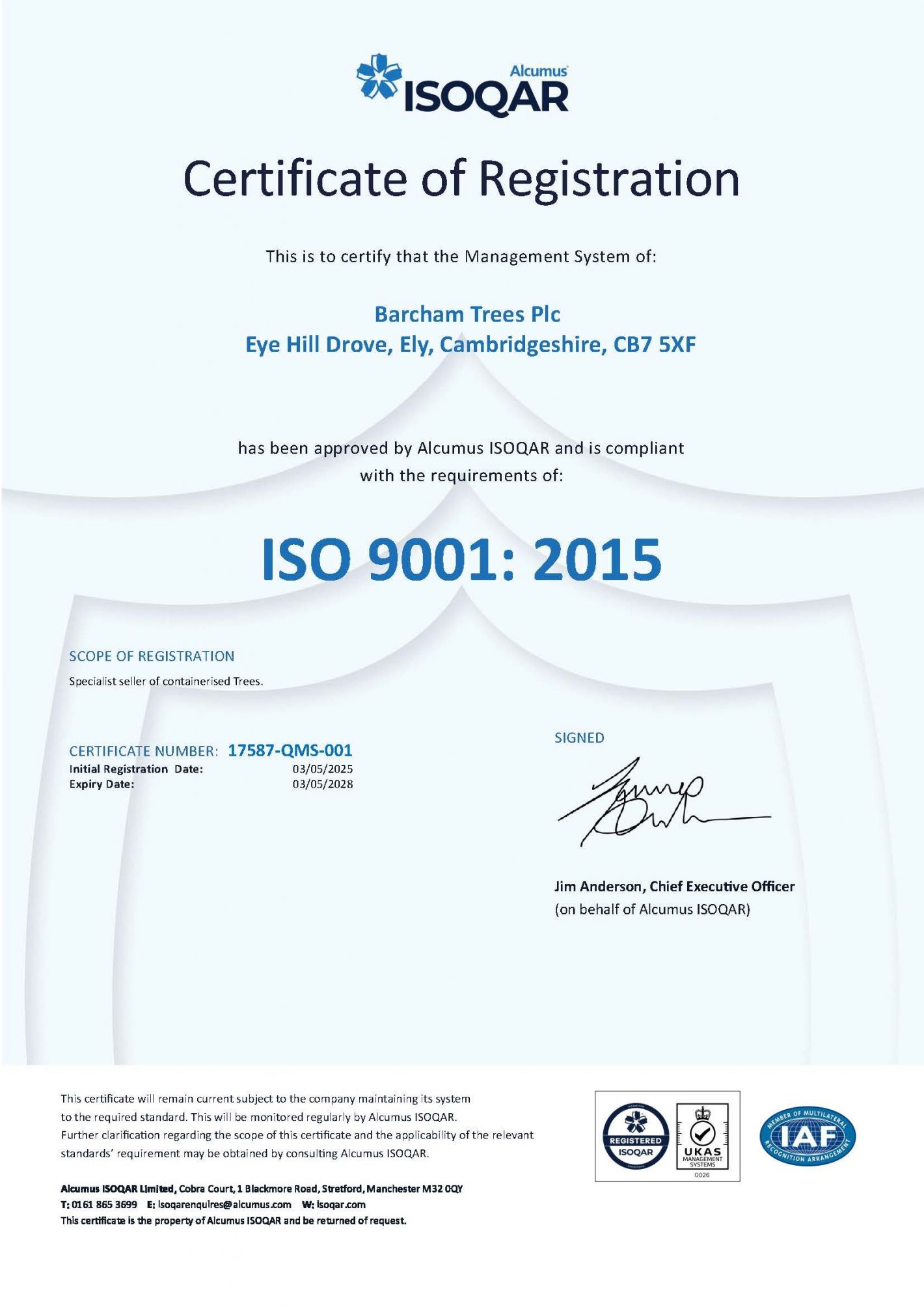 ISO Certificate - Barcham Pro